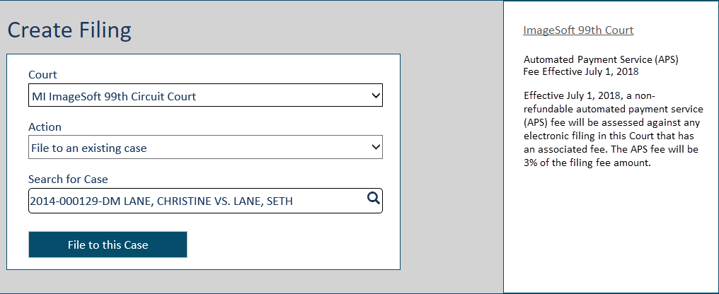 The TrueFiling User Interface
